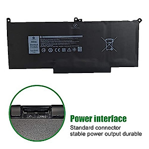 JIAZIJIA F3YGT DM3WC Laptop Battery Replacement for Dell Latitude 7280 7290 E7280 E7290 7380 7390 E7380 E7390 7480 7490 E7480 E7490 Series Notebook 0DM3WC 2X39G 7.6V 60Wh 7500mAh