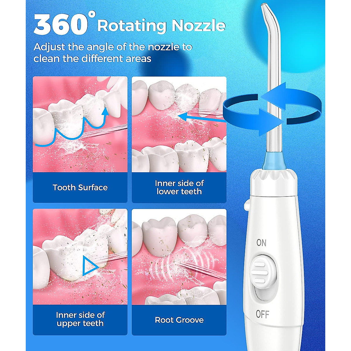 Electric Toothbrush and Water Flosser,600ML Oral Irrigator Water Flosser with 7 Jet Tips,10 Adjustable Water Pressure,Sonic Electric Toothbrush with 2 Brush Heads,5 Modes(White)