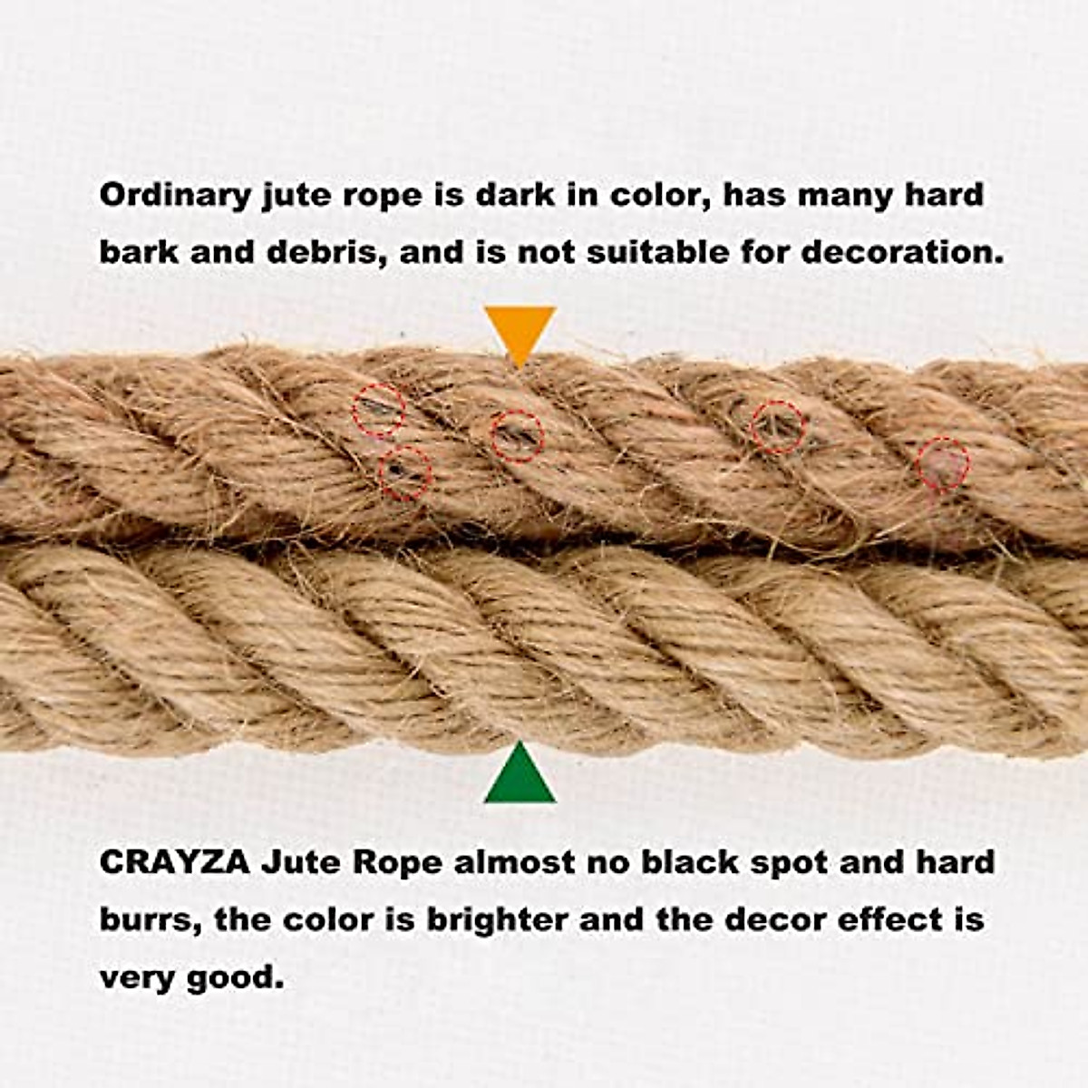Twisted Manila Rope (3/4 in x 100 ft) Jute Rope Natural Hemp Rope for Crafting, Swing Bed, Railing, Docks