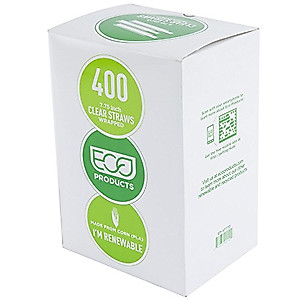 Eco-Products 7 3/4" Clear Wrapped Renewable and Compostable Straws - 400 / Pack (7.75)