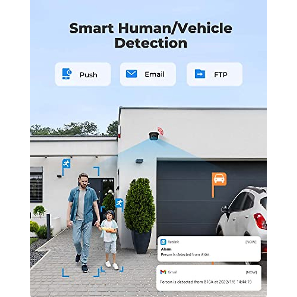 REOLINK 4K Security Camera Outdoor System, Surveillance IP PoE Camera with Human/Vehicle/Pet Detection, 25FPS Daytime, 100F IR Night Vision, Work with Smart Home, Up to 256GB SD Card, RLC-810A