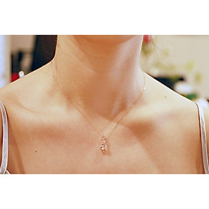 Gin & Grace Valentine's Jewelry 10K Rose Gold Genuine Morganite & Diamond (I1,I2) Pendant for Women (Trillion Cut)