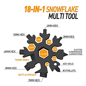 Hinshark Gifts for Men, 18-in-1 Snowflake Multitool, Birthday Gifts for Him, Cool Camping Gadgets Tools for Men, Mens Gifts for Dad, Boyfriend, Husband, Fathers Day Gift from Daughter