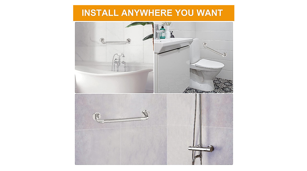 2 Pack ADA Compliant Shower Grab Bars - Safe & Durable 18 Inch ...