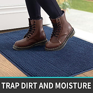 DEXI Front Door Mat Entry Doormat Non Slip Thin Washable Inside Entryway Mats for Home Entrance 19.5"x31.5",Blue