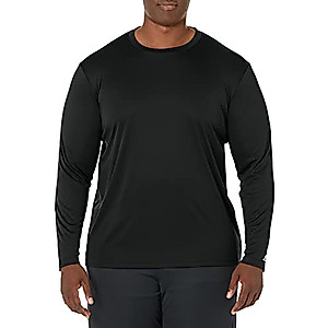 Russell Athletic Men's Standard Long Sleeve Performance Tee, Black, Large