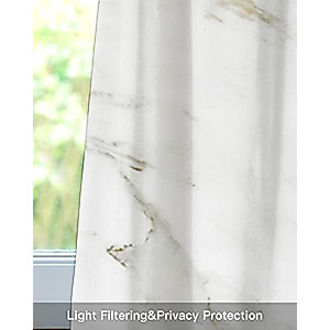 Amaze-Home Curtain Valances for Windows, White Gold Marble Window Valances, Wild Symbol Window Treatment Rod Pocket Valance Curtains for Kitchen/Bedroom/Bathroom 60x18 inch, 1 Panel