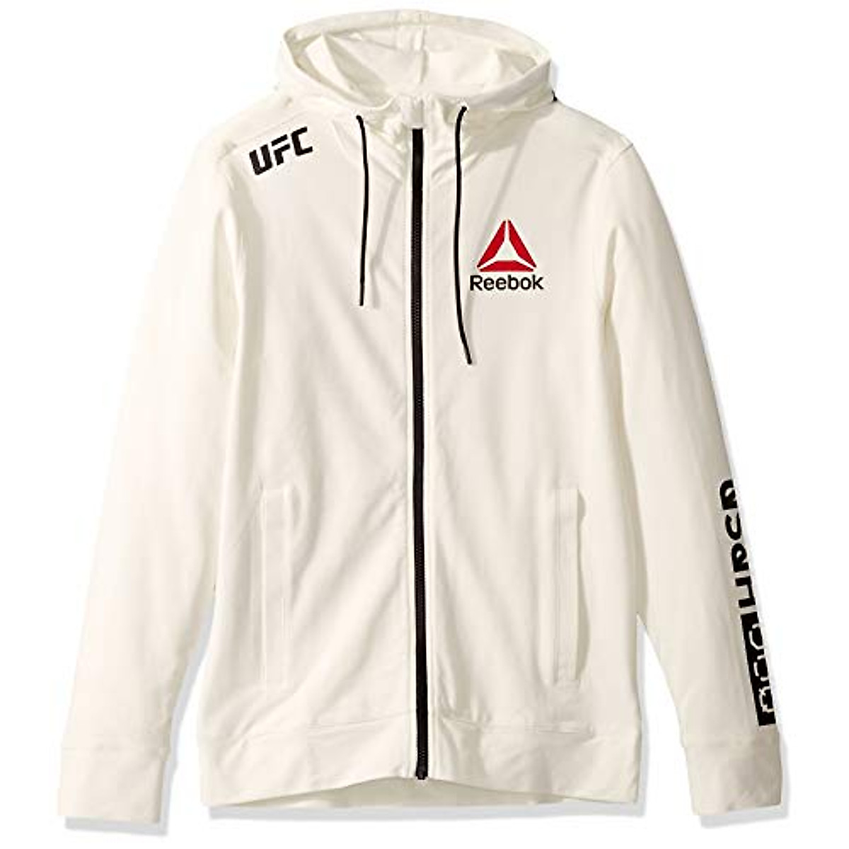 UFC Reebok Men's Walkout Hoodie, Chalk/Black, Large