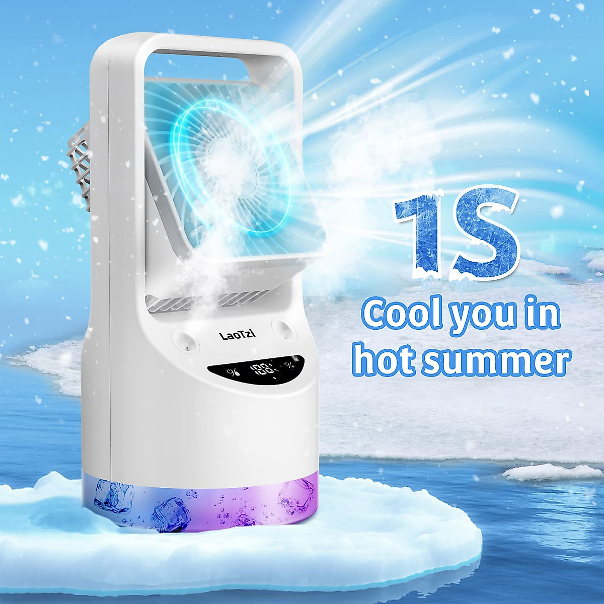 Rechargeable Portable Air Conditioner Fan, Evaporative Mini Air Conditioner with 3 Speeds 7 Colors, Portable Desk Cooler Fan with Aromatherapy for Window, Room, Home and Office