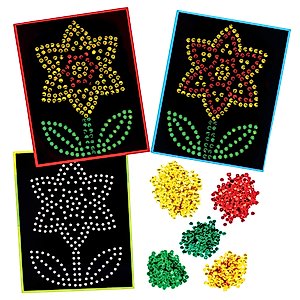 Baker Ross AT604 Daffodil Sequin Craft Kits - Pack of 4, Creative Art and Craft Supplies for Kids to Make and Decorate, Green,Orange,Yellow