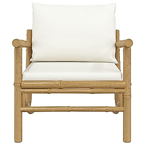 FAMIROSA Patio Chairs 2 pcs with Cream White Cushions Bamboo,19.5 KG,363462