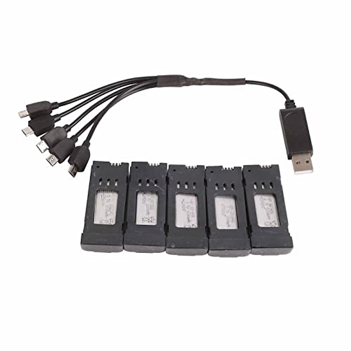 UPQRSG 5PCS 3.7V 1200Mah Lithium Battery for E58 L800 JY019 Quadcopter Spare Parts, Portable Drone Battery with 5 in 1 Charger Cable, RC Quadcopter Spare Part