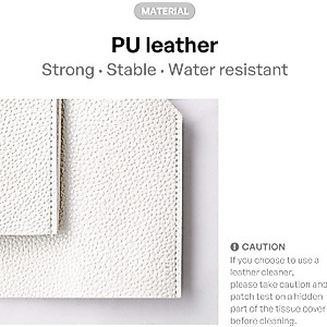 Carrotez Tissue Box Cover, [Refined] Modern PU Leather Rectangular Tissue Box Holder - Decorative Holder/Organizer for Bathroom Vanity Countertop, Night Stands, Office Desk 9.5"X5"X5" - White