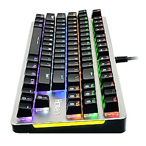 Hcman Mechanical Keyboard Blue Switches,21 LED Backlit Modes Gaming Keyboard,Metal Plate 100% Anti-ghosting for Computer PC & Mac Gamers (Silver)