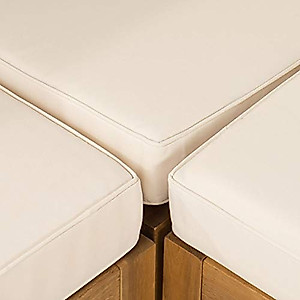 Christopher Knight Home Oana Outdoor Wooden Sectional Set with Cushions, 4-Pcs Set, Teak Finish / Beige