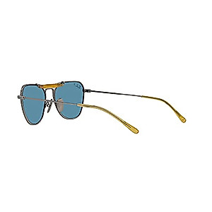 Ray-Ban RB8064 Titanium Aviator Sunglasses, Demi Gloss Pewter/Blue Polarized, 53 mm