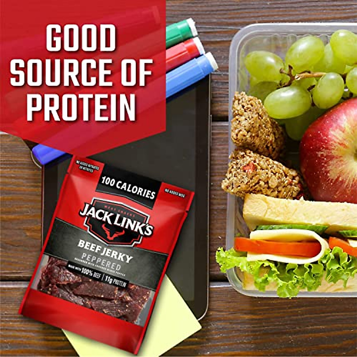 Jack Link’s Beef Jerky Bold Variety Pack – Includes Sweet & Hot, Jalapeno and Peppered Beef Jerky, Great Lunch Box Snack, Good Source of Protein – Pack of 15, 1.25 Oz Bags