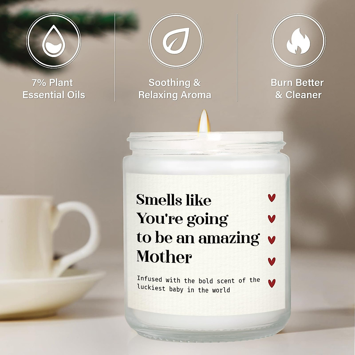 GiltGlimmer New Mom Christmas Gifts - Mom to Be Gift for First Time Moms, Pregnancy Must Haves Soy Wax Lavender Scented Candle, Pregnancy Gifts for Expecting Mom, Wife, Friend, Sister