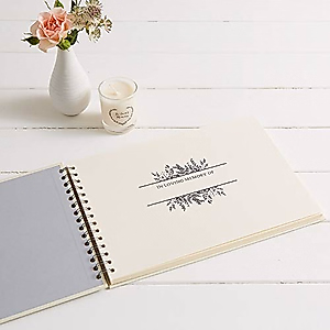 ANGEL & DOVE Large Condolence Memory Book & 2 Signs Set, Ivory, 12" x 8" - for Funeral, Celebration of Life