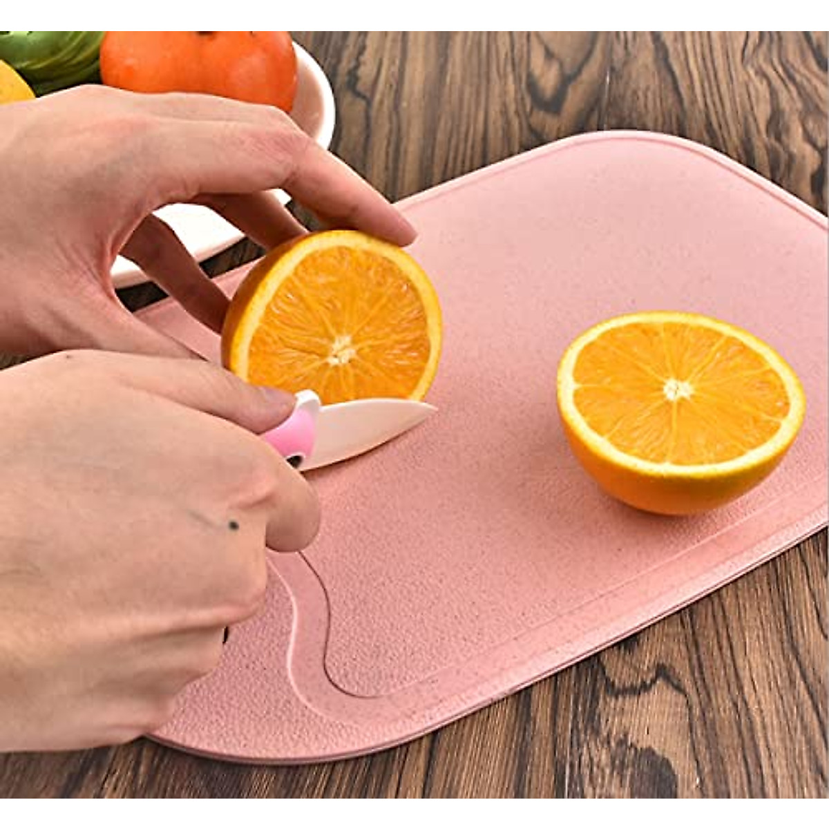 3 Pack Mini Kitchen Cutting Board Set Small Fruit Cutting Board Wheat Straw Plastic Cutting Boards Mats Dishwasher Safe, Juice Grooves, Thicker Boards Easy Grip Handle, Non Porous(13 Inch x 8.5 Inch)