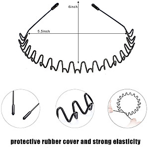 WantGor Metal Headbands for Women Men, 2 Pack Fashion Unisex Black Hairband Sports Headwear Hair Hoop Hair Accessories for Home, Outdoor (2 Pack)