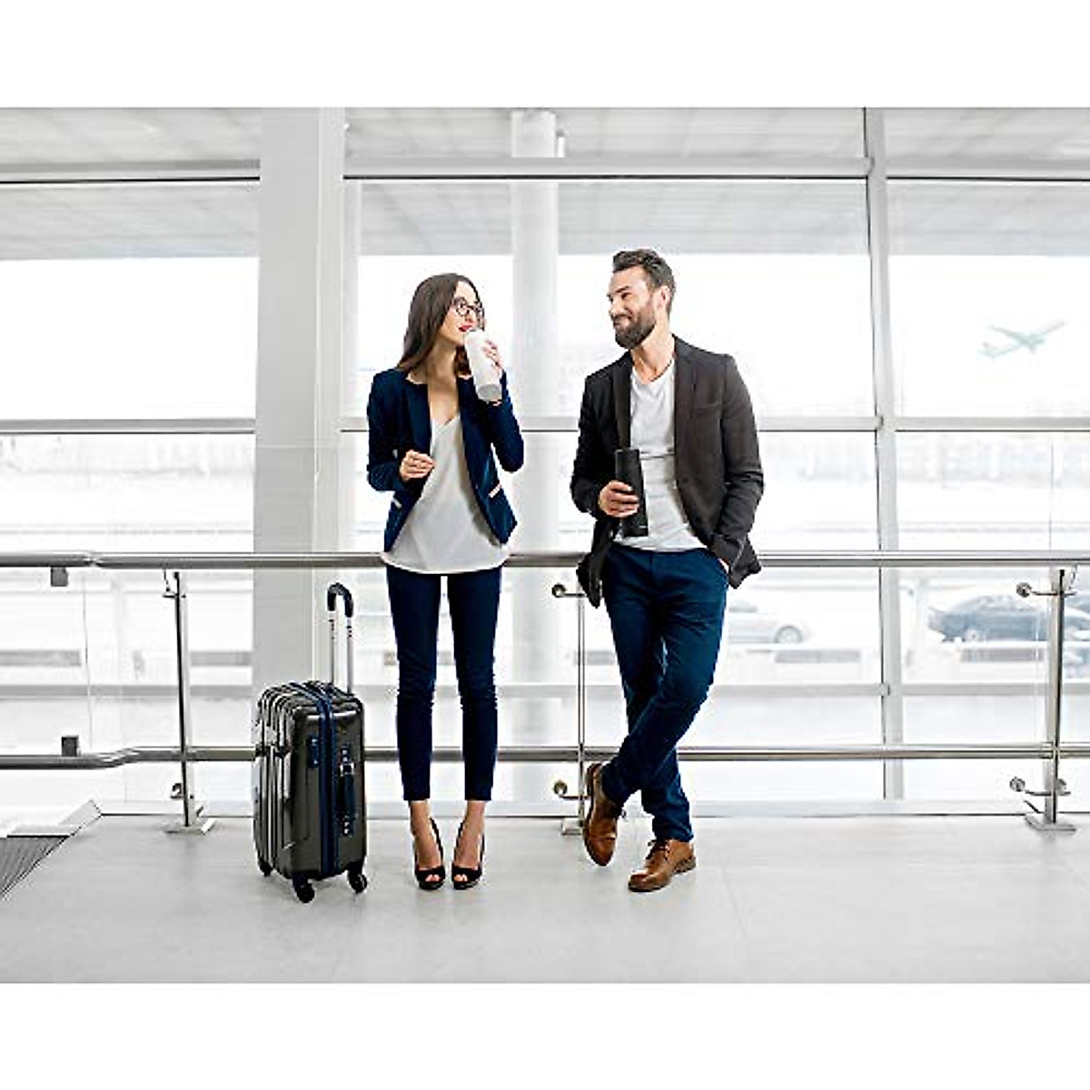 GrandTies Lightweight Travel Water Bottle with Strainer- 20oz Vacuum Insulated Water Bottles for Men & Women, Double Walled Metal Canteen, Keep Your Favorite Beverages Hot or Cold (White)