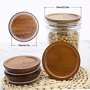 12 Pack Wide Mouth Mason Jar Lids, Reusable Canning Lids with Wooden and Silicone Seals - Perfect for Canning and Preserving in Mason Jars, Brown (12PCS Wide Lids)