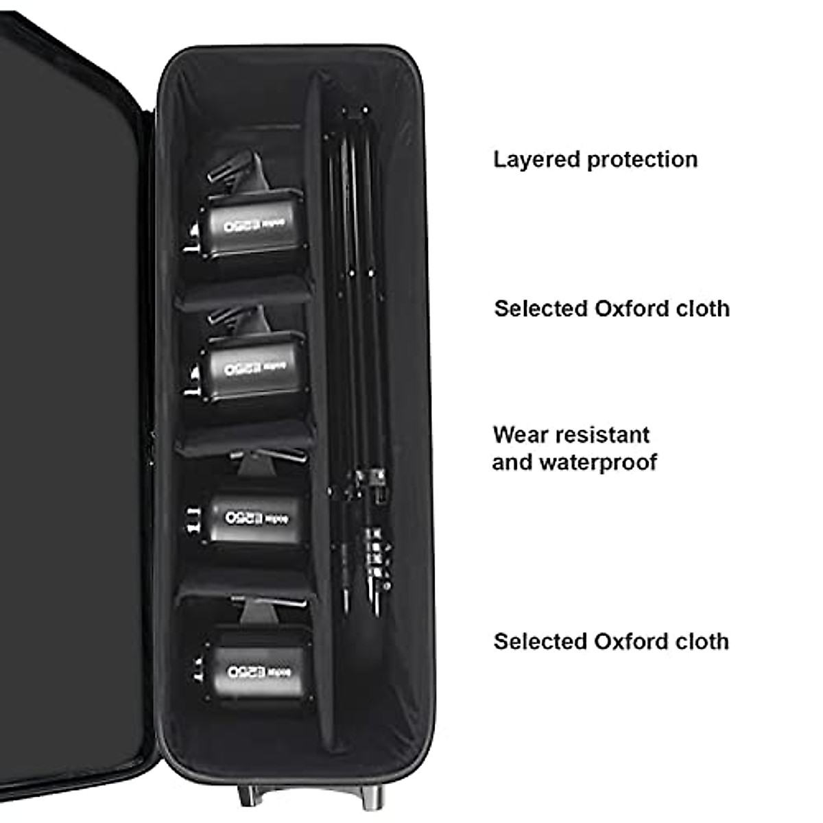 lesolar Photo Studio Equipment Trolley Case Camera Trolley Carrying Case 44x15x11.8 inches Photo Stand Case with Padded Compartment and Wheels for Light Stand Tripod Strobe Light