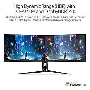 ASUS ROG Strix XG43VQ 43? Super Ultra-Wide Curved HDR Gaming Monitor 120Hz (3840 x 1200) 1ms FreeSync 2 HDR DisplayHDR 400 90% DCI-P3,BLACK