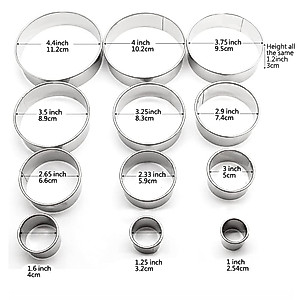 MELOP Round 12PCS/Set Biscuit Cutter Cookie Cutter, Stainless Steel Pastry Donut Doughnut Cutter Set Round Circle Ring Baking Molds with Tin Box for Storage