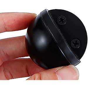 5PCS Double-Sided Adhesive Tape No Need to Drill Doorstop, Stainless Steel Half Dome Floor Door Stop Black Finish Door Stoppers by TPOHH