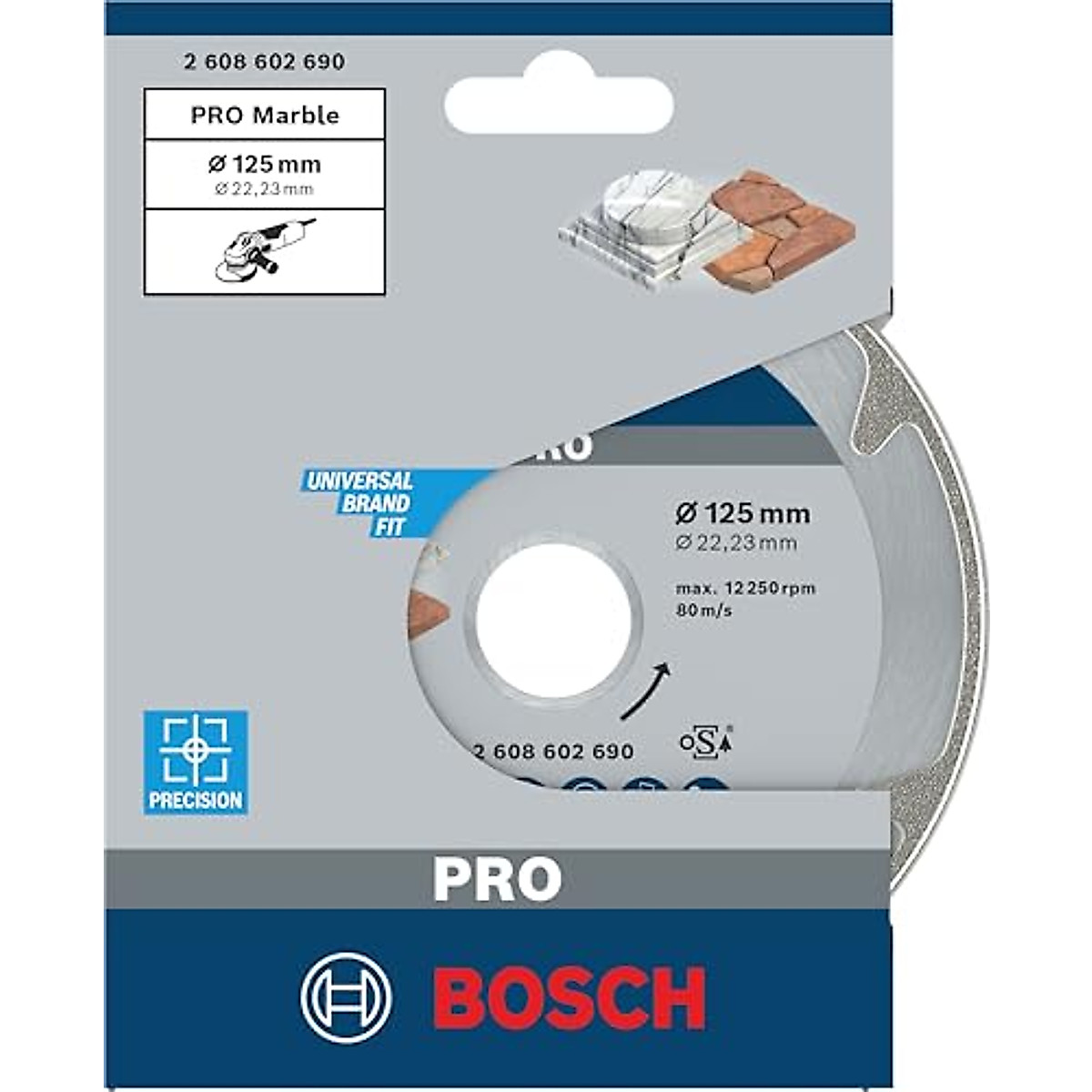 Bosch 2608602690 Diamond Cutting Disc Best for Marble, 125mm Ø, 22.23mm x 2.2mm x 3mm, Silver/Grey