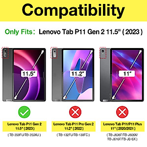 ProCase 2 Pack Screen Protector for Lenovo Tab P11 2nd Gen 2023 11.5 inch (TB-350FU/TB-350XC),Tempered Glass Transparency 9H Screen Film Guard for Tab P11 Gen 2nd 11.5" Tablet