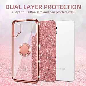 nancheng for T-Mobile Revvl 5G Phone Case (6.5-inch) with Ring Kickstand Girls Women Cute Glitter Soft TPU Shockproof Protective Cover for TCL Revvl 5G - Rose Gold