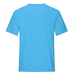 wodceeke Women 2021 Summer Tops Short Sleeve Round Neck Feather Print Basic Tee Casual Loose Solid Color Sport Top (Blue,XXL)