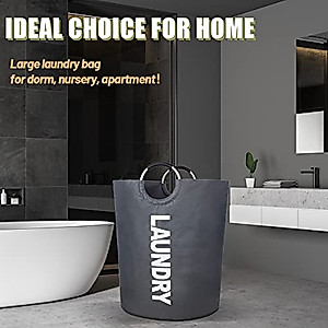 Twira 160L XX-Large Laundry Baskets, Laundry Hamper Stands Up Well, Laundry Bag with Padded Handles, Waterproof Laundry Basket Collapsible, Clothes Hamper for Bathroom, Laundry, College (Dark Grey)