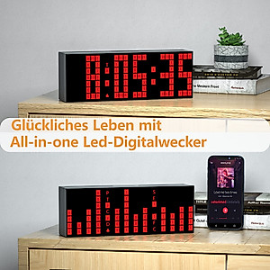 CHKOSDA Digital Alarm Clock, Led Clock with 2" Digital, 7 Color Options, Adjustable Brightness, Countdown Clock with Remote Control, Calendar and Temperature Display Desk Clock for Bedroom