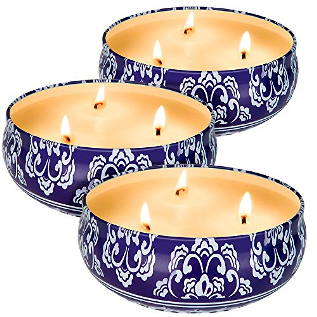 Citronella Candles Outdoor and Indoor 3 x 13.5 Oz,3 Wick Scented Candles Gift Set,Aromatherapy Candles Natural Soy Wax Candle in Portable Travel Tin 3 Pack