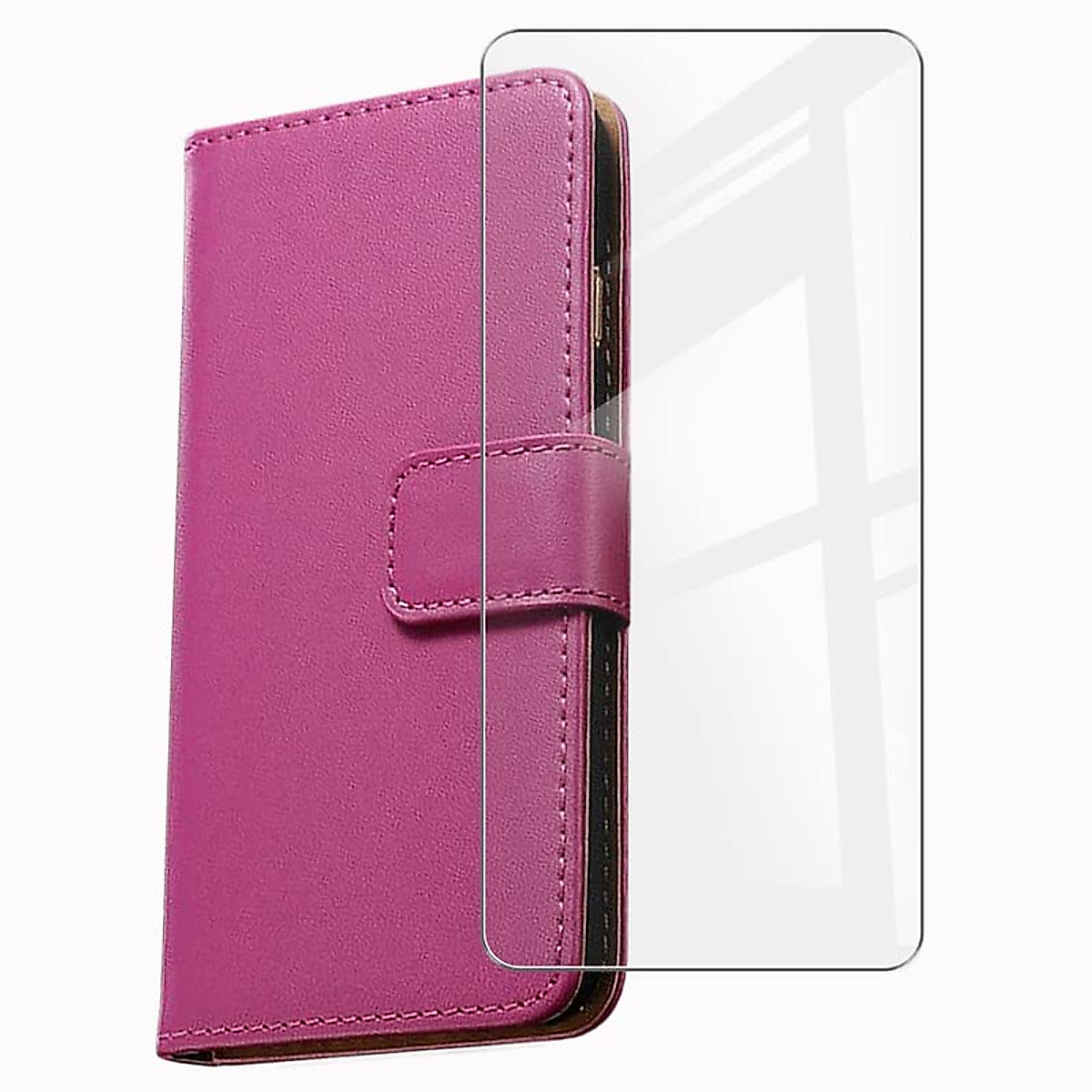 HGJTF Wallet Case for Motorola ThinkPhone with Screen Protector, 360° Anti-Drop Protection [Bracket and Credit Card Holder] Flip Leather Phone Case for Motorola ThinkPhone (6.6") - RosRed