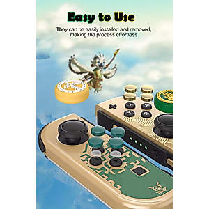 Switch Thumb Grip Caps for The Legend of Zelda: Tears of The Kingdom, Soft Silicone Joystick Cover and Switch Button Caps for Switch OLED/Switch lite - GreenGold