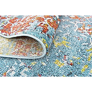 Unique Loom Baracoa Collection Area Rug-Alamar, 5' 5" x 8' Rectangle, Blue/Olive