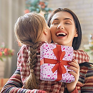 Konsait 6 Sheets Folded Large Sheets of Valentine's Day Wrapping Paper Traditional Gift Wrap, 70 x 50cm, Festive Designs Bulk, Valentine's Day Color Hearts Rose Wedding Birthday Holiday Gifts Decor