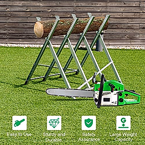 Goplus Portable Folding Sawhorse, Adjustable Steel Sawbuck for Firewood, Heavy Duty 220 lbs Sawhorse Work Table, Lightweight Log Wood Cutting Saw Horses Stand