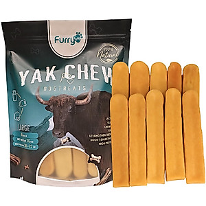 Furry Fam | Yak Cheese Himalayan Dog Chews - Dog Treats for Small Breed - Yak Chews Long Lasting - Dental Chews for Dog - Healthy Dog Treats (Large - 10 Sticks)
