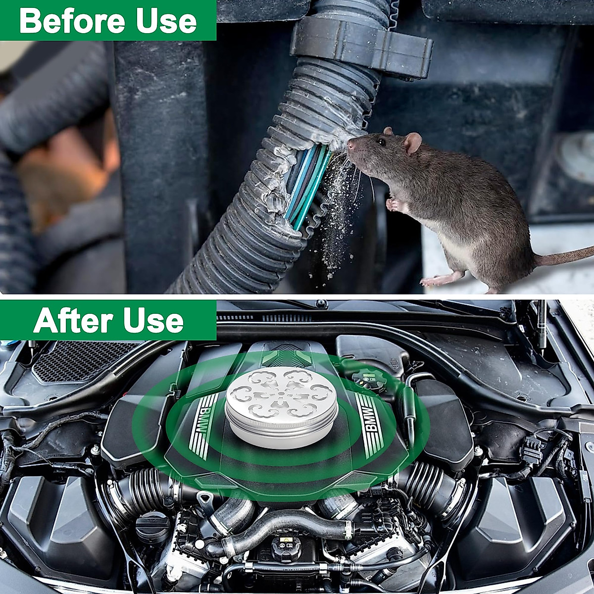 4 Pack Rodent Rat Repellent for Car Engines - Peppermint Oil Mouse Repellent, Rat Repellent Keeping Rodents Out of Car Home Garages Indoor Outdoor, Groundhog Repellent, Safe Ingredients