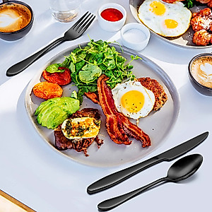 Homikit 30-Piece Shiny Black Silverware Set, Stainless Steel Flatware Cutlery Set for 6, Modern Home Restaurant Wedding Eating Utensils, Include Knife Spoon Fork, Dishwasher Safe, Mirror Polished