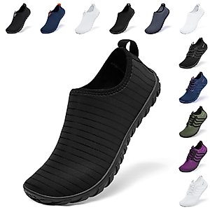 Racqua Men&Women Quick-Dry Water Shoes Breathable Pool Beach Swim Shoes Aqua Socks for Hiking Surf Diving Sport Black 8W/7M