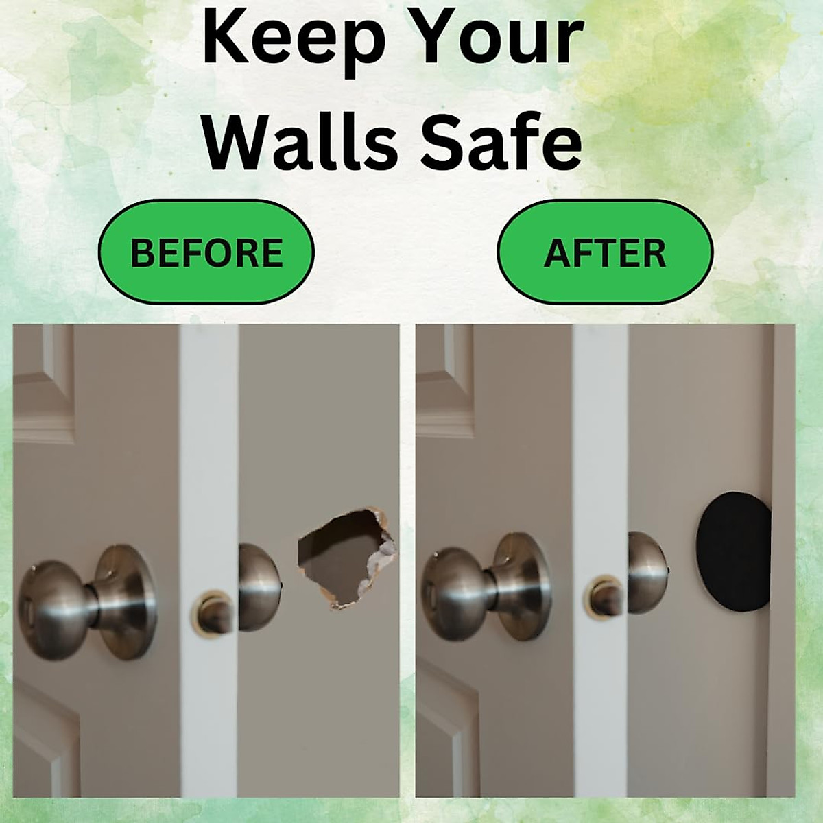 XCEL 20 Pack 3.6" Paintable Door Knob Stopper Door Bumpers Bulk Neoprene Door Stops for Walls, Door Knob Wall Protectors, Wall Door Stoppers Adhere to Wall Paint to Match (Black – 20 Pack)