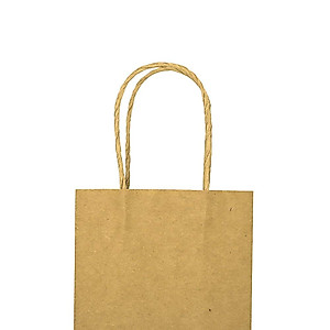 Small Each 100 Pack Brown&Color Craft Paper Gift bags with Handles Bluk for Birthday Party Favors Christmas