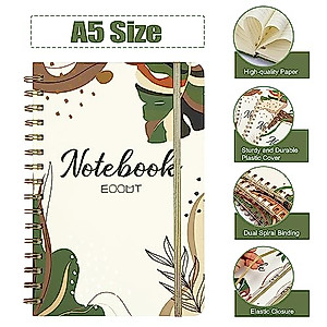 EOOUT Spiral Notebook, 3pcs, Aesthetic, For Women boho style, 8.5 x 5.7 Inches, College Ruled Notebook, With Pockets, Lined Pages A5 Size